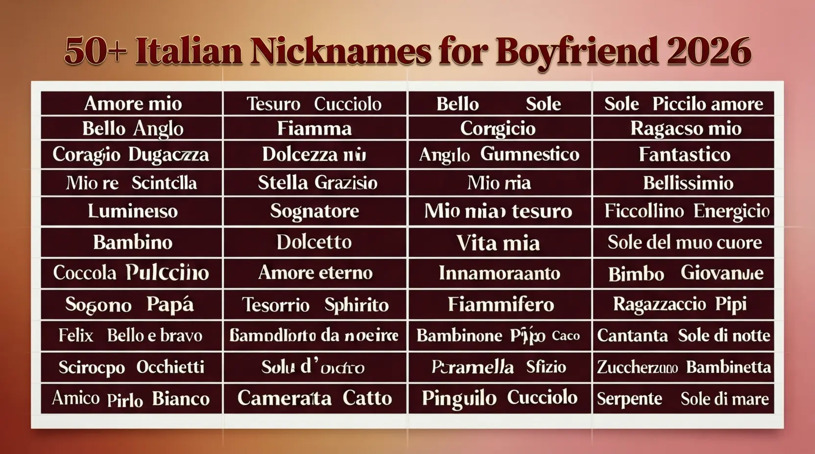 50+ Italian Nicknames for Boyfriend for 2026